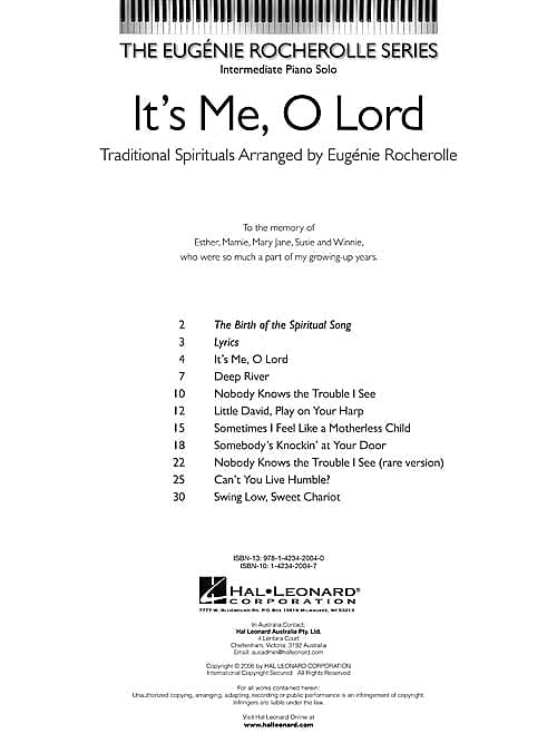 Its Me O Lord Piano Solo Songbook | Reverb