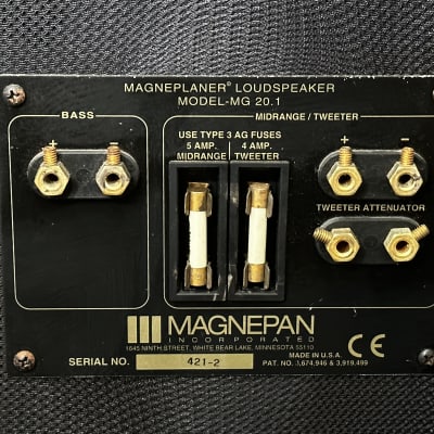 Magnepan Magneplanar MG 20.1 w/ Crossover & Cardas (Pair) | Reverb