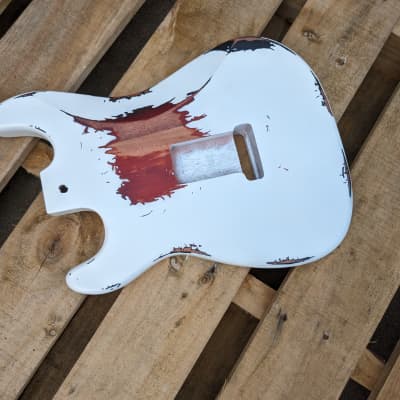 Relic White over Sunburst Strat Body DIY | Reverb