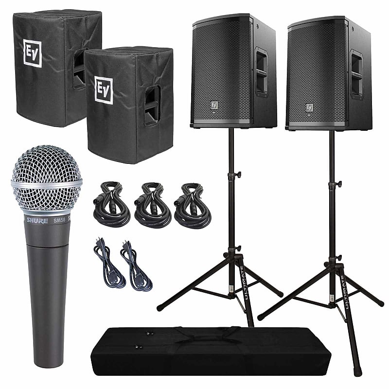 Electro-Voice ETX-10P 10" Powered Speaker Pair + Shure SM58 + | Reverb