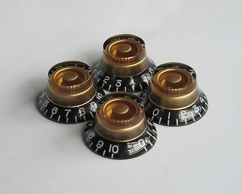 Black and Gold Custom Guitar Control Knobs Set of 4pcs | Reverb