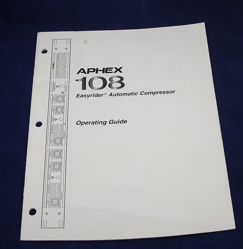 Aphex 108 Easyrider Compressor Operating guide 1996 | Reverb