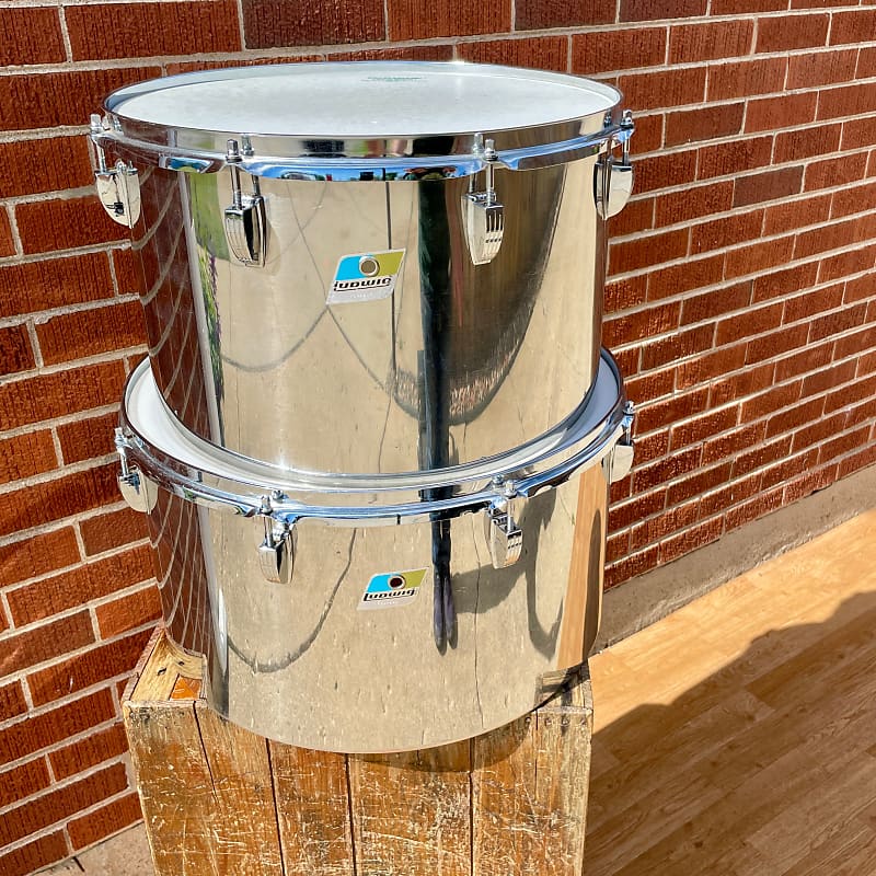 1970s Ludwig Stainless Steel 16 & 18 Timp-Tom Marching | Reverb