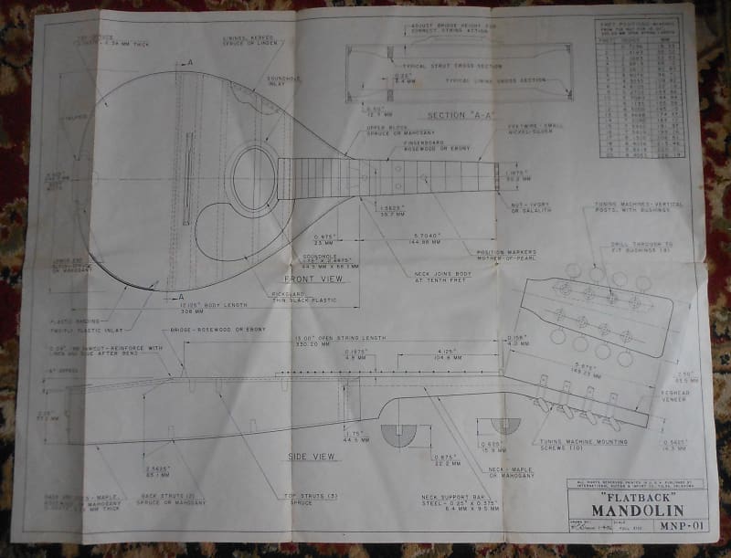 Flatback MANDOLIN Build Sheet FULL scale | Reverb