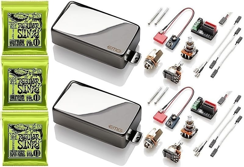 EMG 81 + 85 CHROME ACTIVE HUMBUCKER GUITAR PICKUP SET SHORT | Reverb