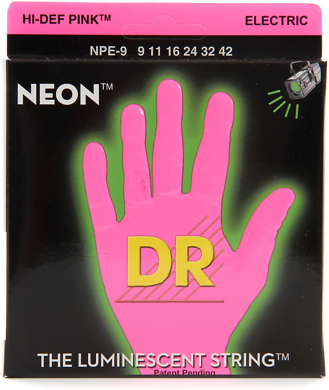 DR Strings NPE-9 Hi-Def Neon Pink K3 Coated Electric Guitar | Reverb