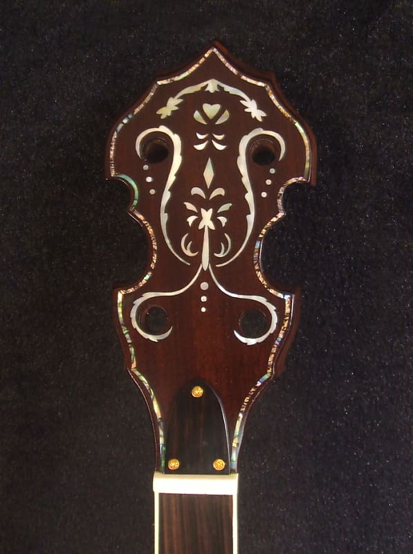 Handcrafted 5 String Banjo Neck, Solid Walnut & Mahogany MOP | Reverb