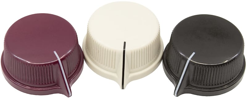 Knob - Pointer, Large, Knurled, vintage index line / Deep Red | Reverb