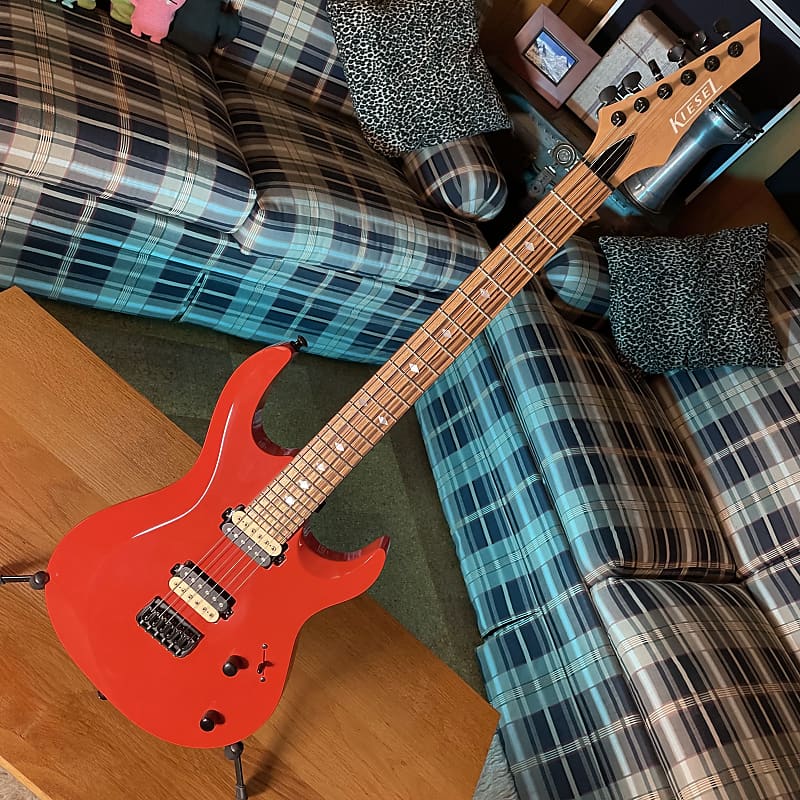 Kiesel Aries A6H Racing Orange zebrawood fretboard | Reverb