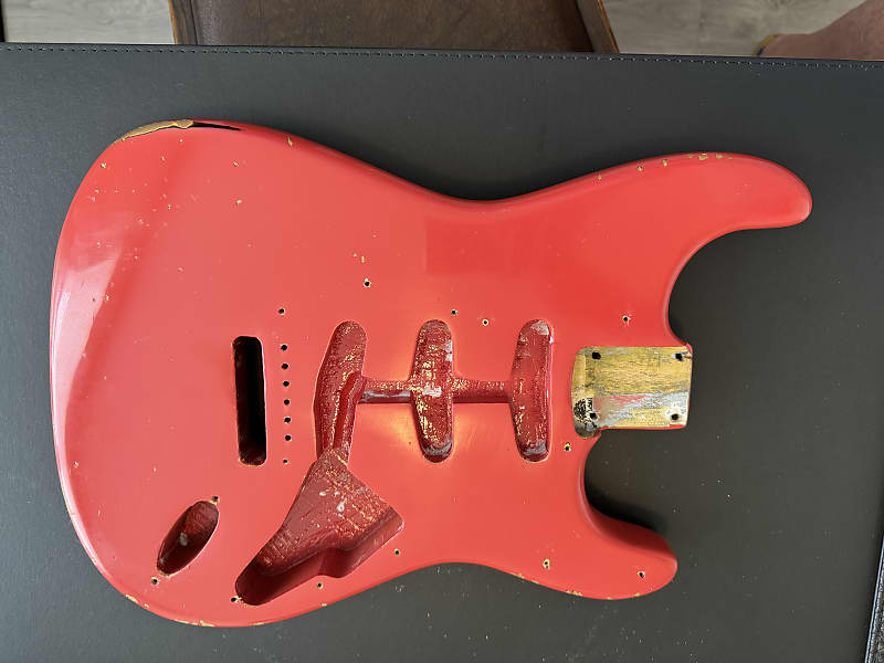 1964 Fender Stratocaster Body Fiesta red over sunburst 1960s | Reverb