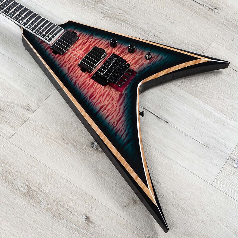 ESP USA V-II FR Guitar, EMG Pickups, Floyd Rose, Ebony | Reverb