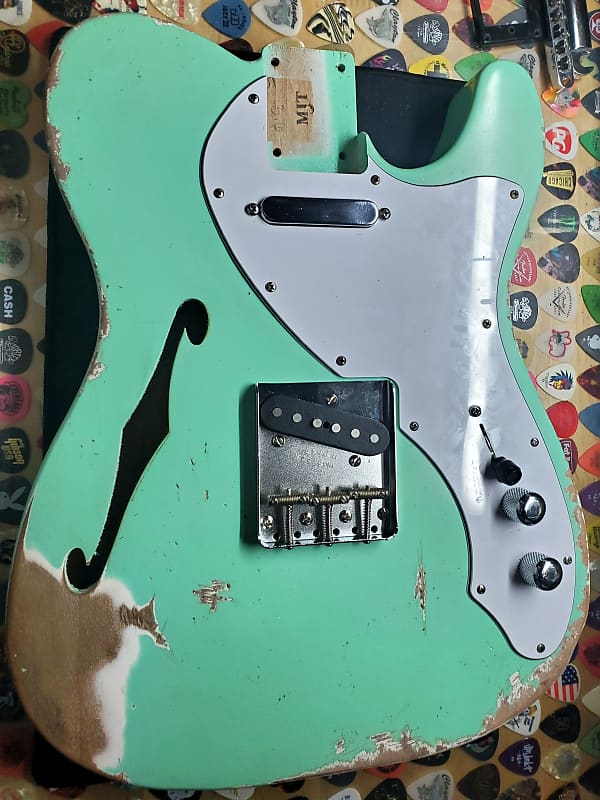 MJT Thinline telecaster Body 2023 - Aged surf green | Reverb