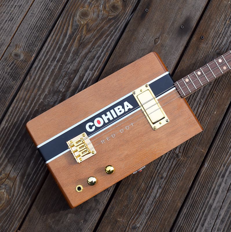 Cigar box guitar, 3-string electric guitar, handmade cbg | Reverb