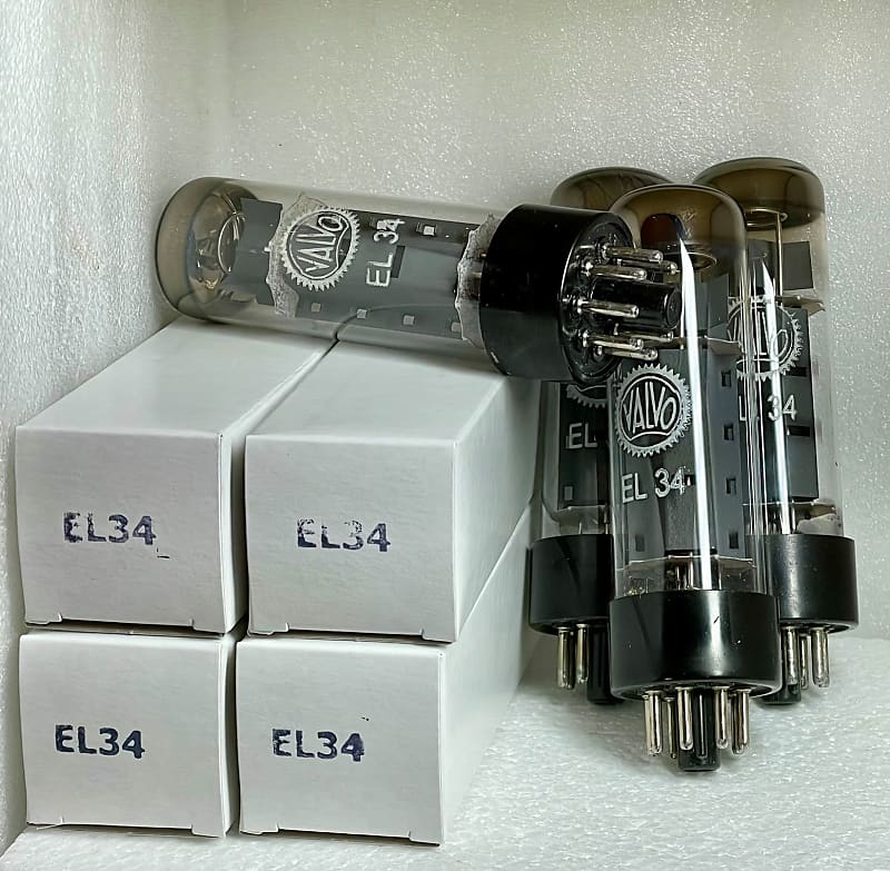 Siemens + Valvo Tubes RFT EL34 6CA7 matched NOS 2 x quads | Reverb