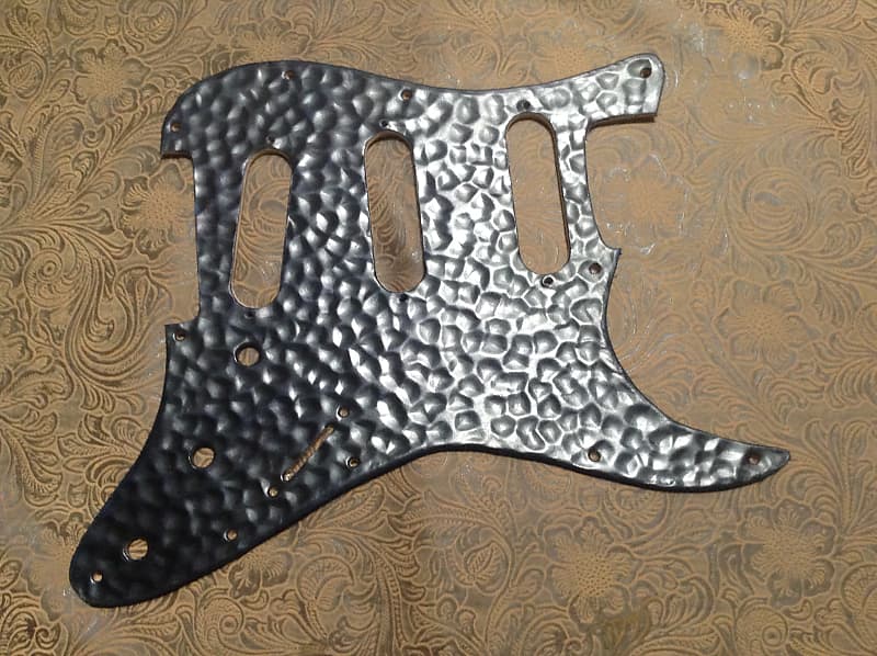 Custom Hammered Metal Style Tooled Leather Pickguard fits | Reverb