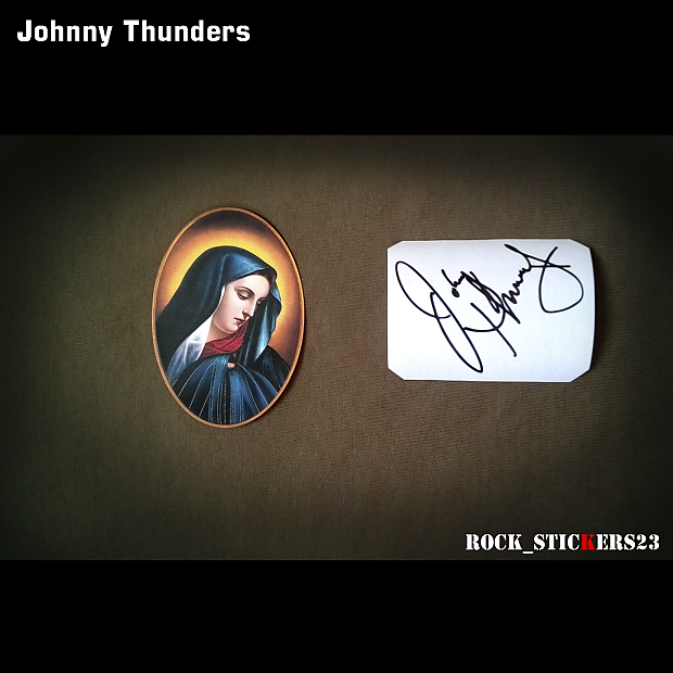 Johnny Thunders Our Lady of Sorrows stickers Gibson Les Paul | Reverb