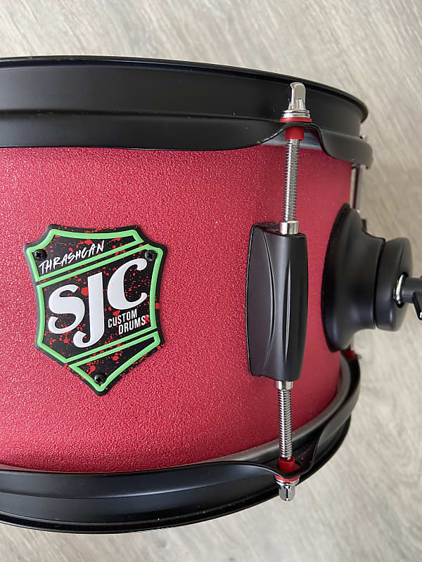 SJC 10x6 “Thrash Can” Snare Red Grip tape | Reverb