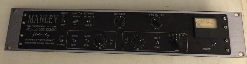 Manley Labs All Tube Mic/ EQ 500 Combo FACE Plate 1990s - | Reverb