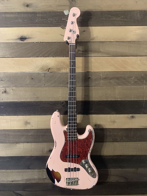 Real Life Relics Squier Jazz Bass Shell Pink Refinish Nitro | Reverb
