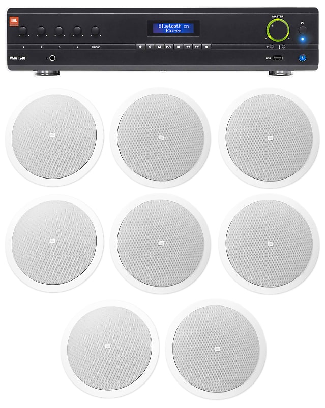 JBL VMA1240 Commercial/Restaurant 240W 70v Amplifier+(8) 6.5" | Reverb