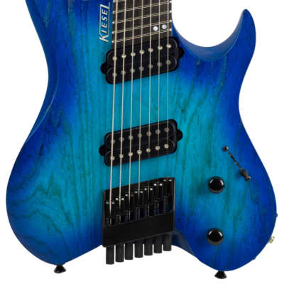 Recent Kiesel Vader 7 Satin Blue Burst with Fanned Frets | Reverb