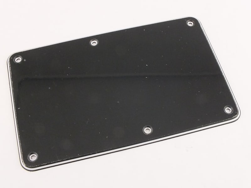 Stratocaster Rear Trem Back Plate Cover Black 3 ply BWB with | Reverb
