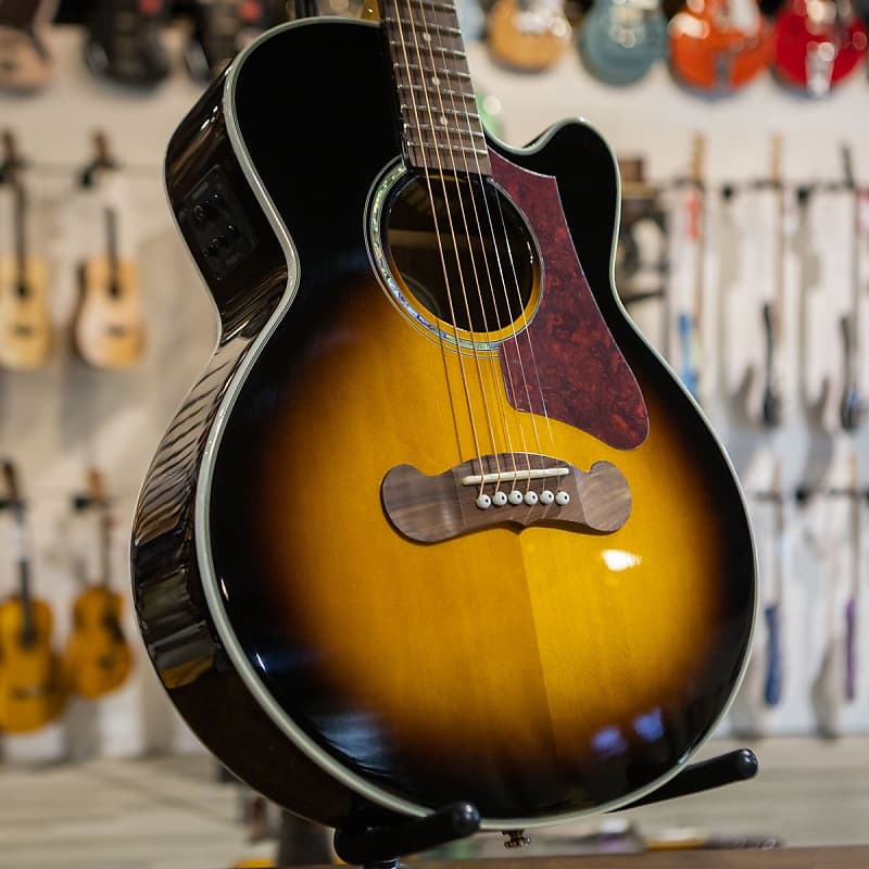 Epiphone J-200 EC Studio Parlor - Vintage Sunburst | Reverb