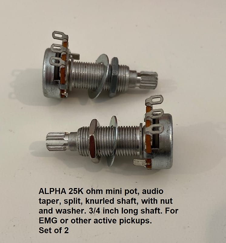 ALPHA 25K ohm mini pot for use with EMG active pickups NEW! | Reverb