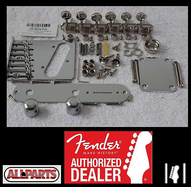 Allparts/Fender 6 Saddle Top Load Tele Hardware Set w/ Tuners | Reverb
