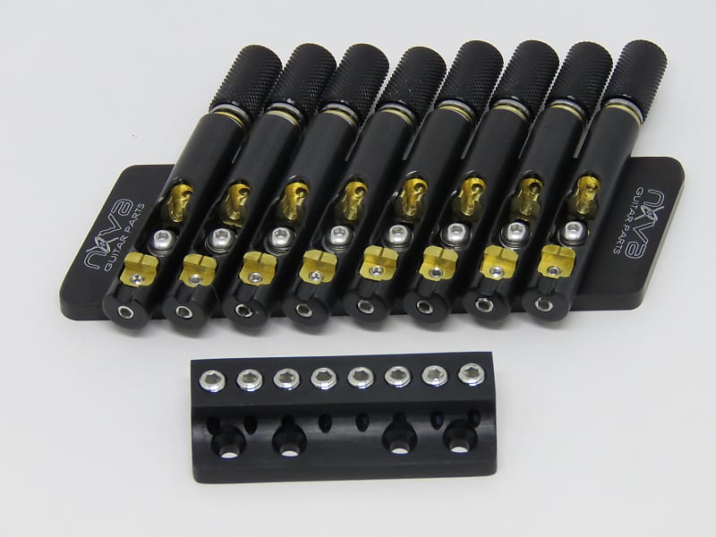 Headless guitar bridge 8 strings with thrust bearings angled | Reverb