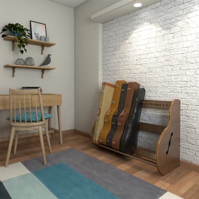 The Studio™ Deluxe Multi Guitar Case Storage Rack | Walnut | | Reverb