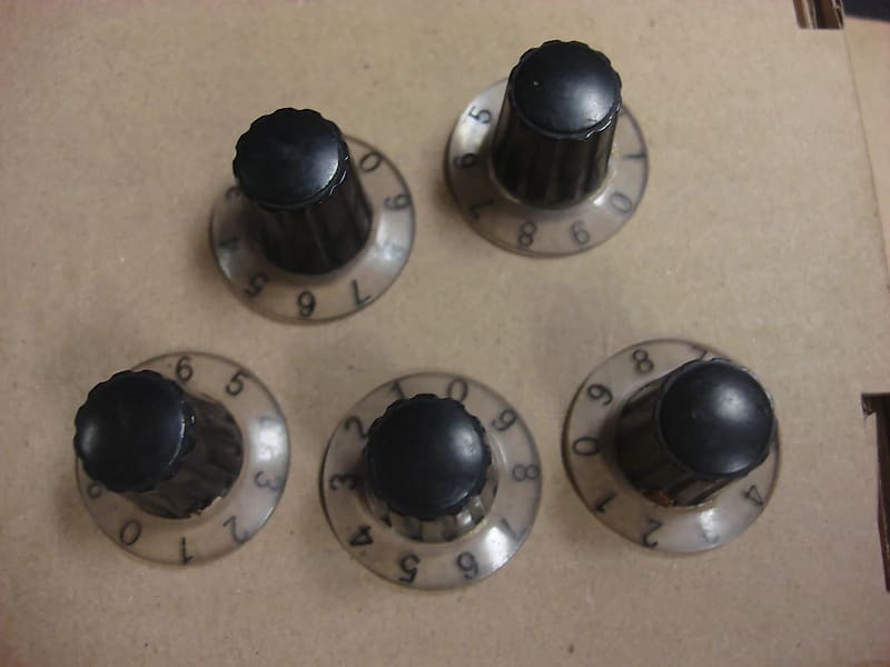 Set of 5 Sound City Knob 1970s Black With Set Screw and Dial | Reverb