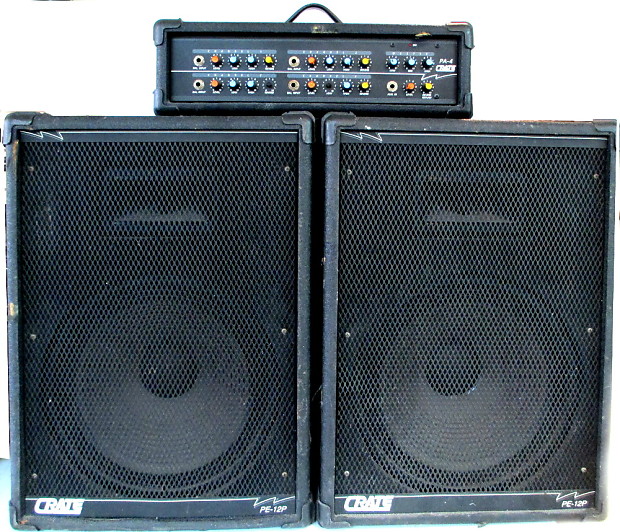 Crate PA System PA-4 - 4 Channel Mixer Amp With Speakers | Reverb