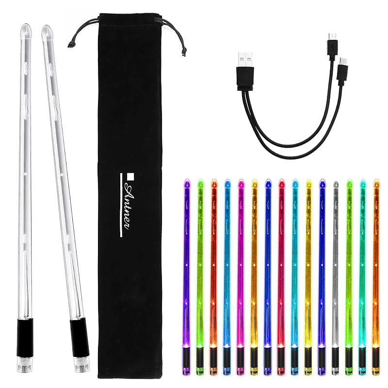 Rechargeable Led Light Up Drum Sticks 15 Color Changing | Reverb