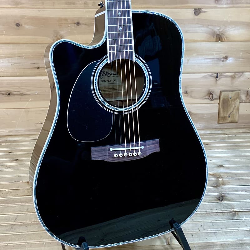 Takamine EF341DX Left Handed Acoustic Guitar - Black | Reverb