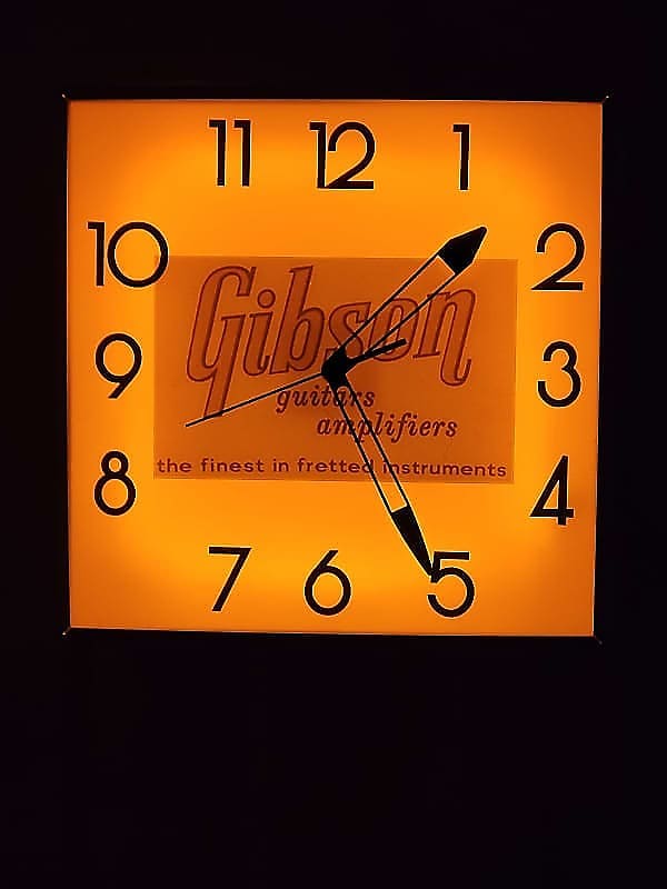 1950's Gibson Dealer Style Square Light Up Clock | Reverb Australia