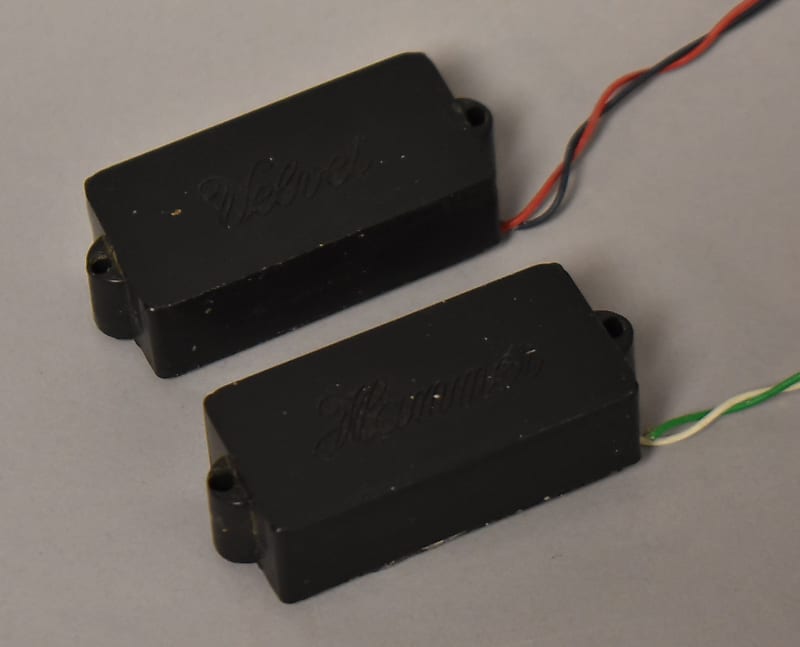 1970s Red Rhodes Velvet Hammer P-Style Bass Pickups Set Black | Reverb