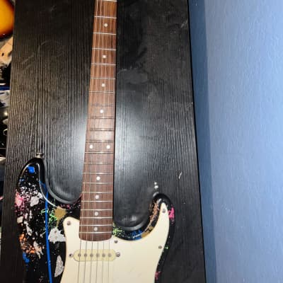Fender Squire 2000-2010 - Relic black-paint splattered finish | Reverb