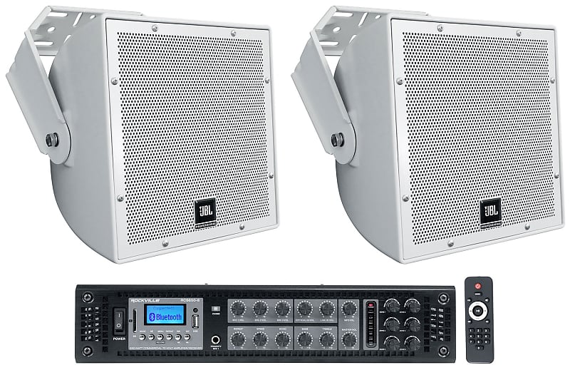 (2) JBL AWC82 8" White Indoor/Outdoor 70V Surface Mount | Reverb