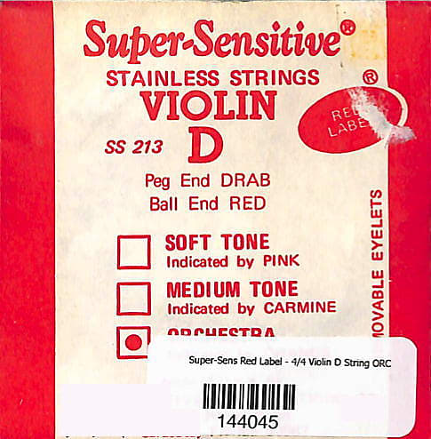 Super-Sensitive Red Label - 4/4 Violin D String Orchestra | Reverb