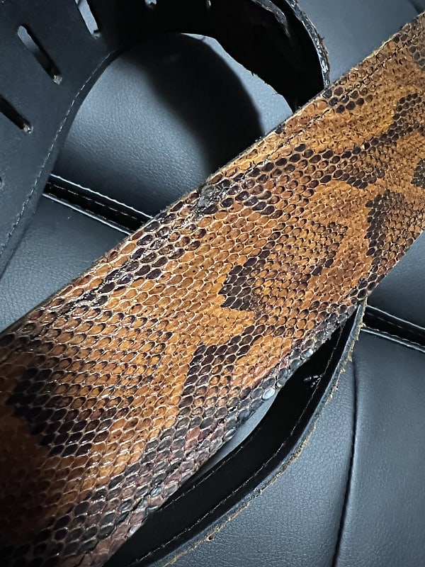 Genuine Black And Brown PYTHON SNAKESKIN Guitar Strap made by | Reverb