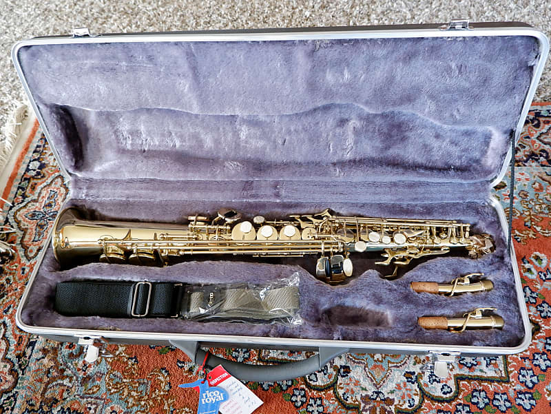 Bb Soprano Saxophone Gold Lacquer Two Necks Hard Case | Reverb