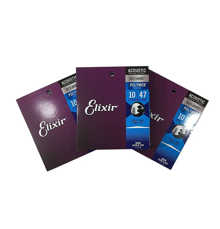 Elixir Guitar Strings - 12 String - 3-Pack Bronze Light 10-47 | Reverb