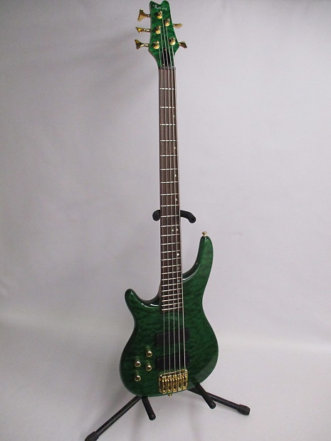 Raven RBM500 Lefty 5 String Bass Green Quilt | Reverb