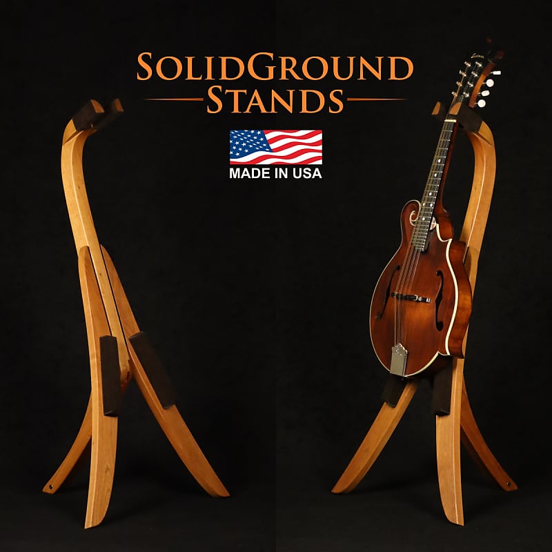 Wood Mandolin Stand Cherry by Solid Ground Stands | Reverb
