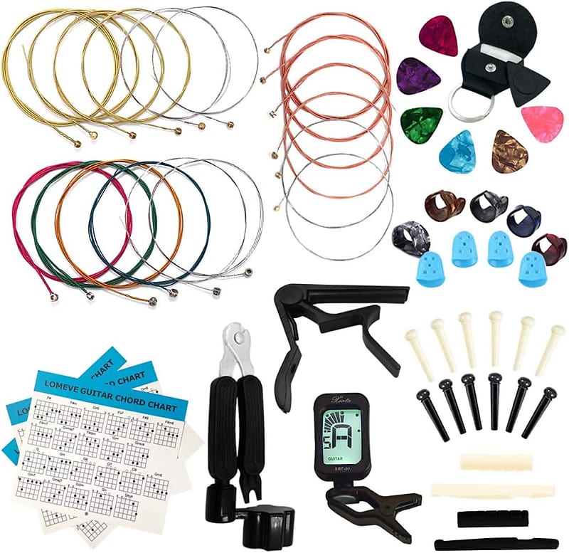 Guitar Accessories Kit Include Acoustic Strings, Tuner, Capo, | Reverb