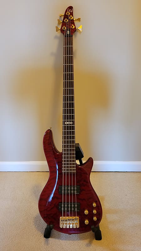 ESP LTD C-305 2002 Red Flamed Maple 5 String Bass | Reverb