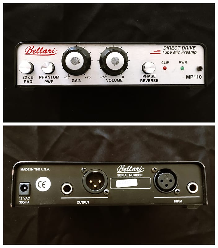 Bellari MP110 Direct Drive Tube Mic Preamp Valve Made in USA | Reverb