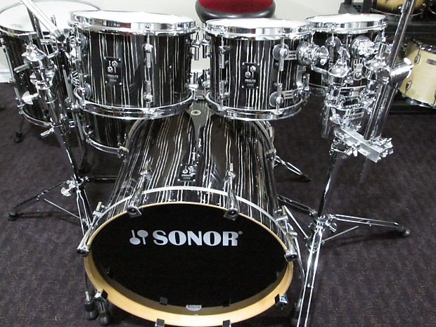 Sonor Prolite. 2012. Ebony White Stripes. Drum Kit. 2 snare | Reverb