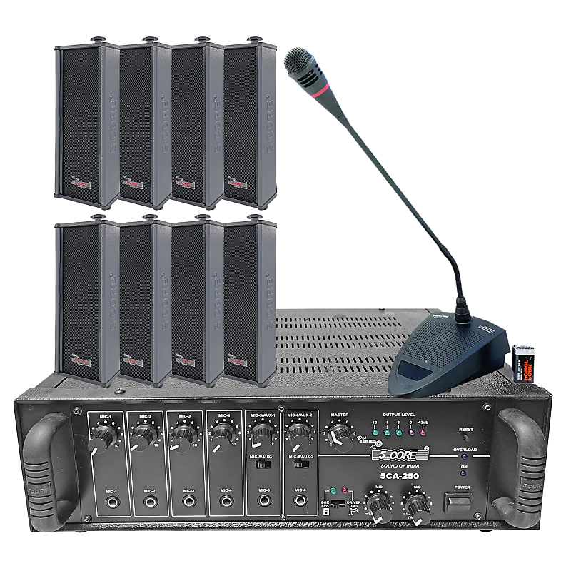 5 Core PA Paging System with Amplifier with 8 Wall Speakers | Reverb